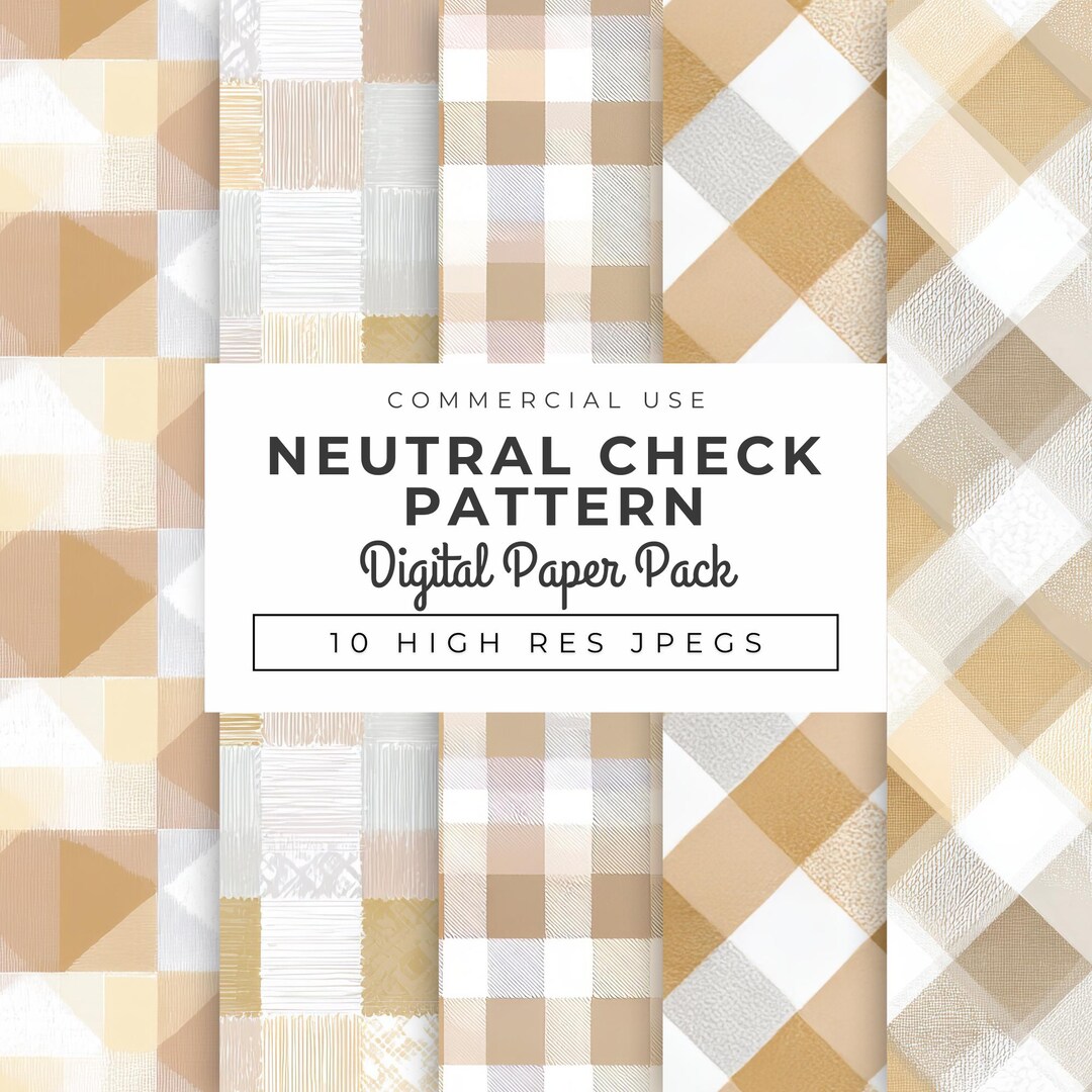 Neutral Checkered Digital Papers, Instant Download, Seamless Beige ...