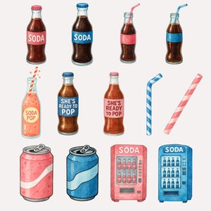 Watercolor Soda Pop Baby Shower Clipart, Instant Dowload, She's Ready ...