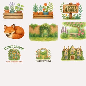 The Secret Garden Clipart, Instant Download, Watercolor Storybook ...