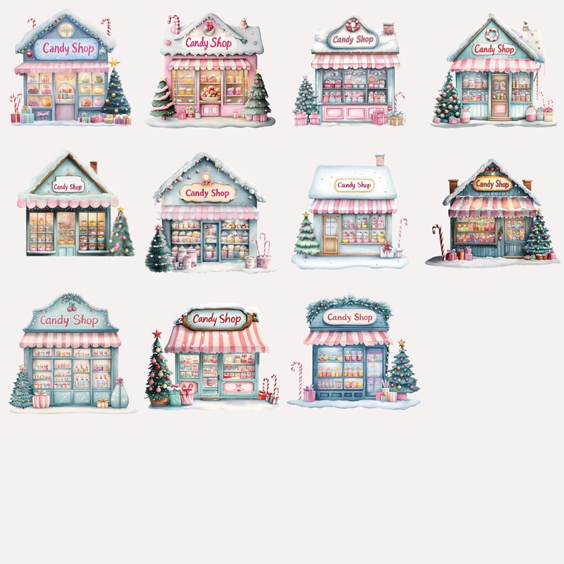 Christmas Candy Shop Clipart, Instant Download, Watercolor Holiday ...