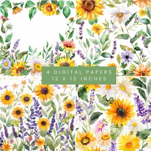 Sunflower Watercolor & Floral Designs Collection INSTANT DOWNLOAD ...