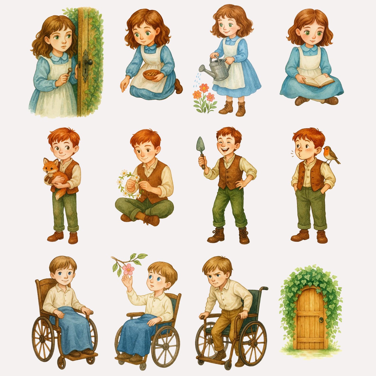 The Secret Garden Clipart, Instant Download, Watercolor Storybook ...