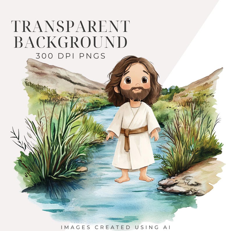 New Testament Clipart, Instant Download, Jesus, Baptism, Jordan River ...