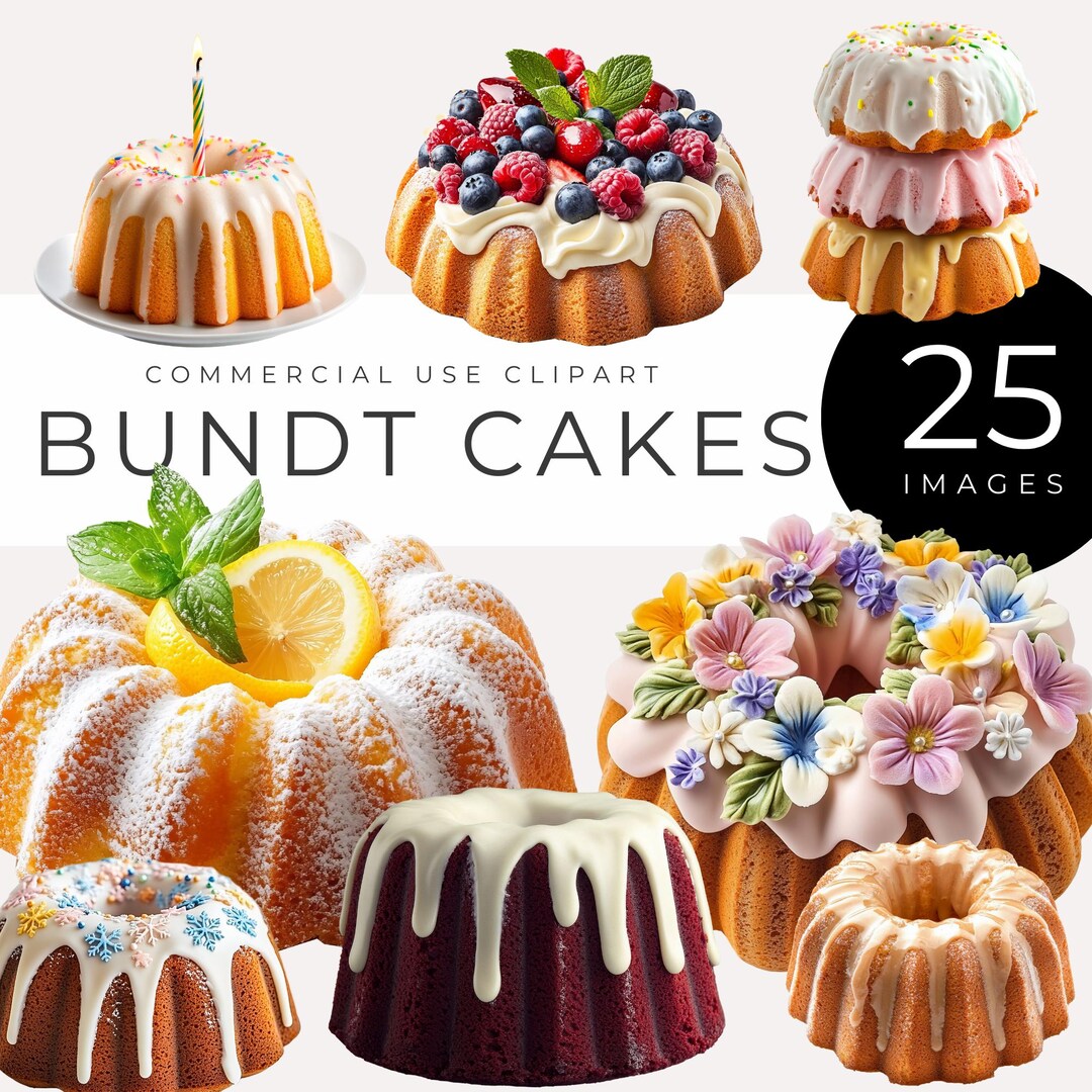 Bundt Cake Clipart, INSTANT DOWNLOAD, Food Images, Dessert Graphics for ...