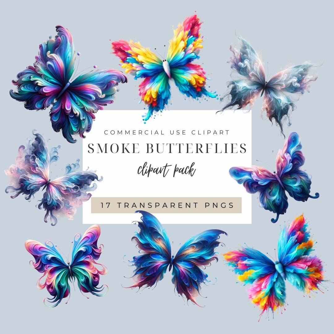 Smoke Butterfly Clipart INSTANT DOWNLOAD Mystical Butterflies, Fantasy ...