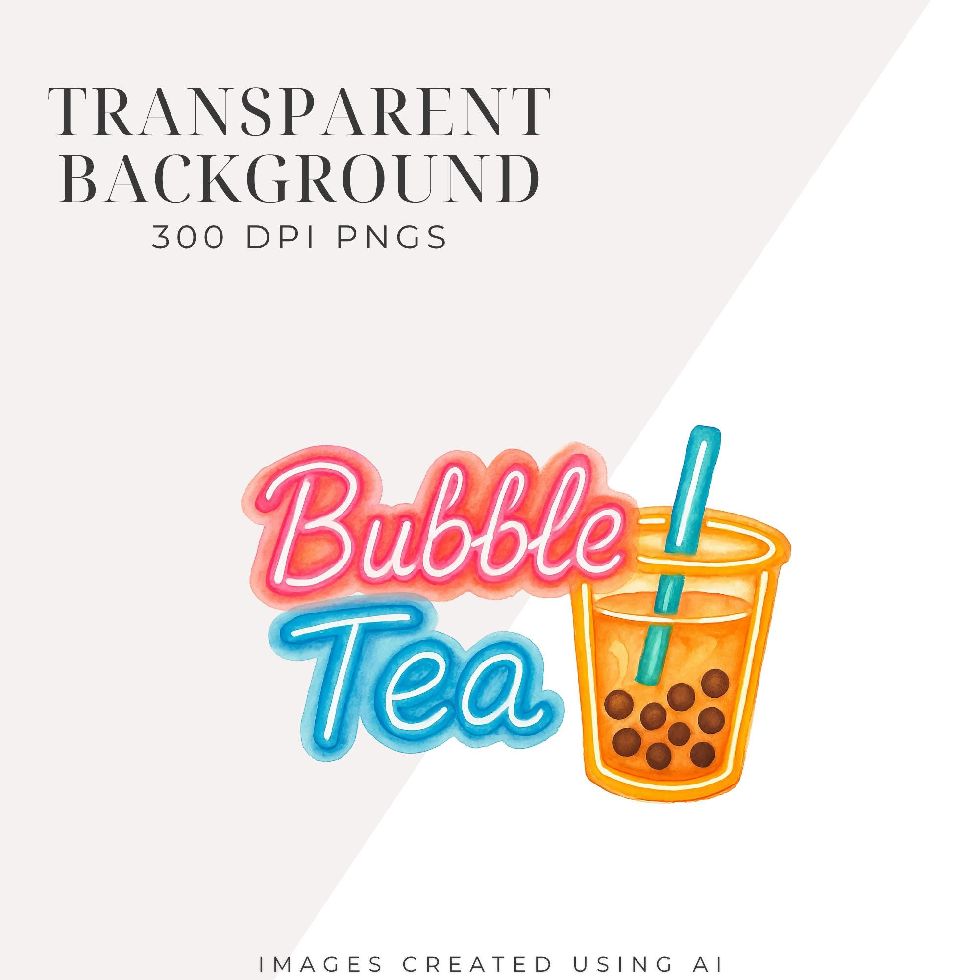 Cute Boba Tea Clipart, Instant Download, Bubble Tea PNG, Taro Matcha ...