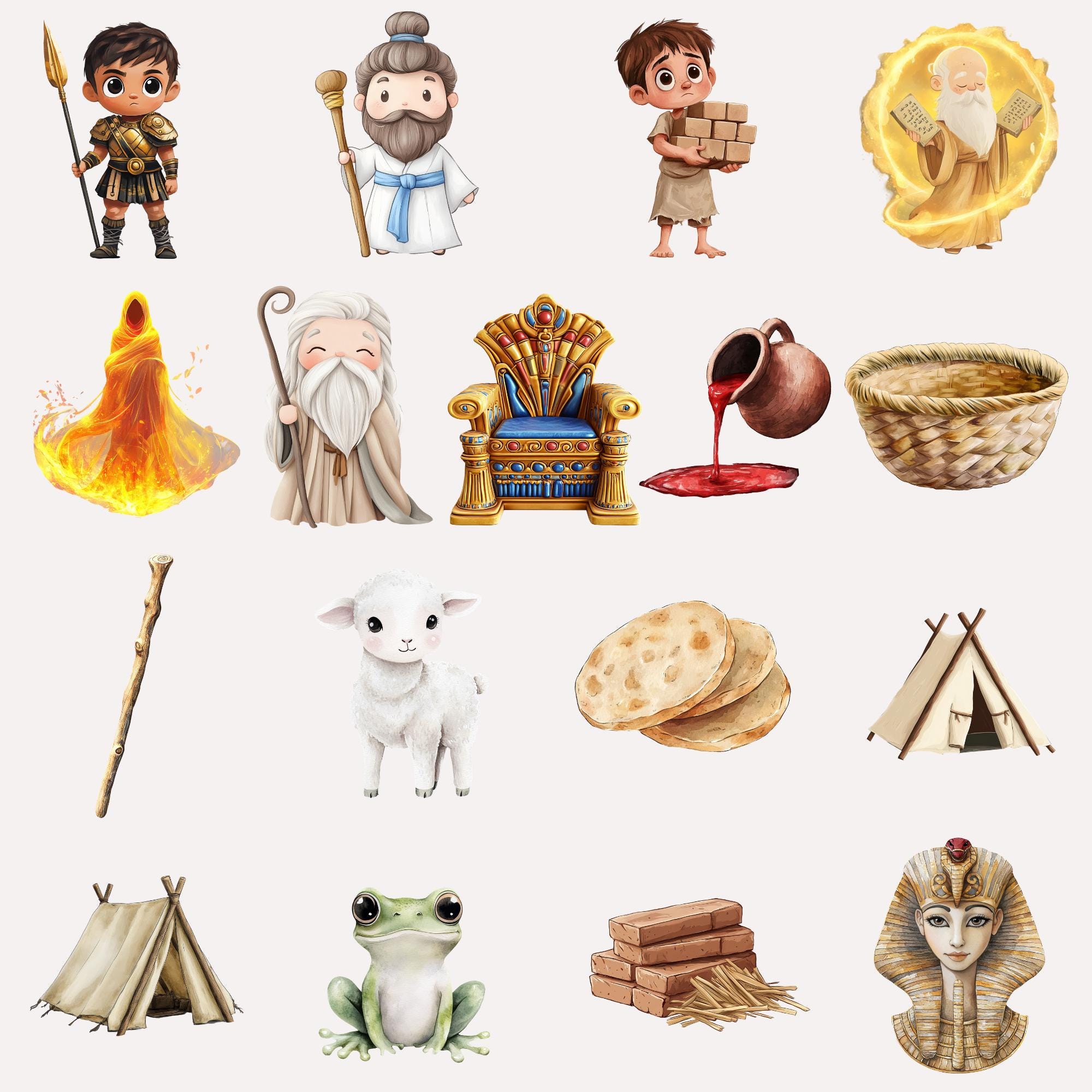 Moses Clipart, Instant Download, Watercolor Bible Story Graphics ...