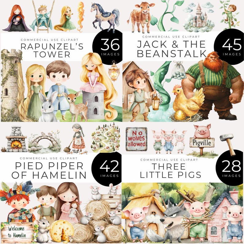 Fairytales Mega Clipart Bundle, Instant Download, Snow White ...