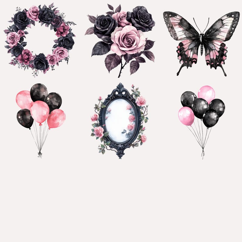 Gothic Goose Party Clipart, Instant Download, Whimsical Geese Graphics ...