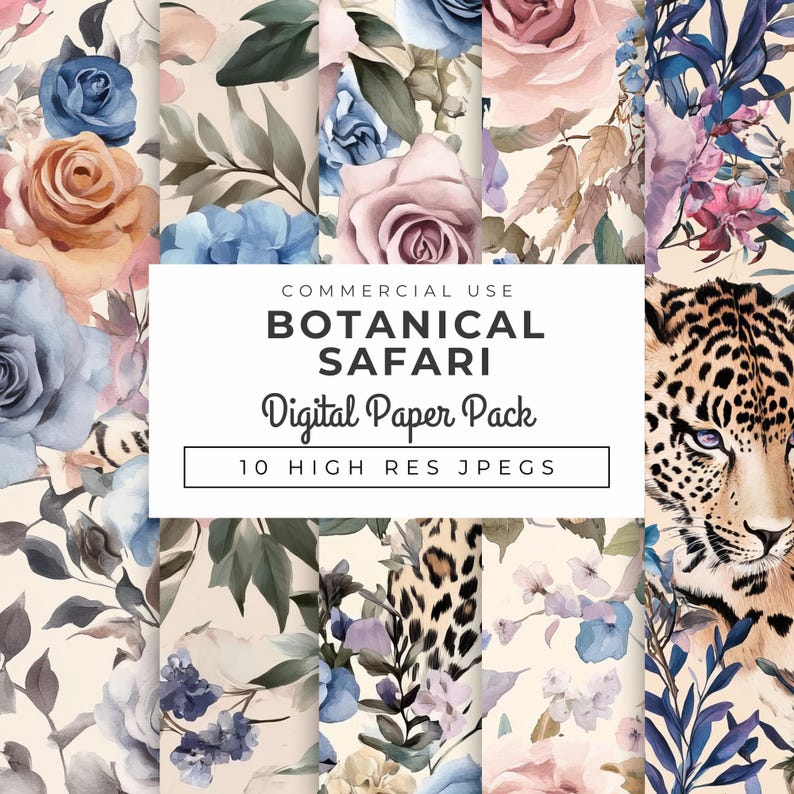 Botanical Safari Digital Papers, Instant Download, Seamless Jungle ...