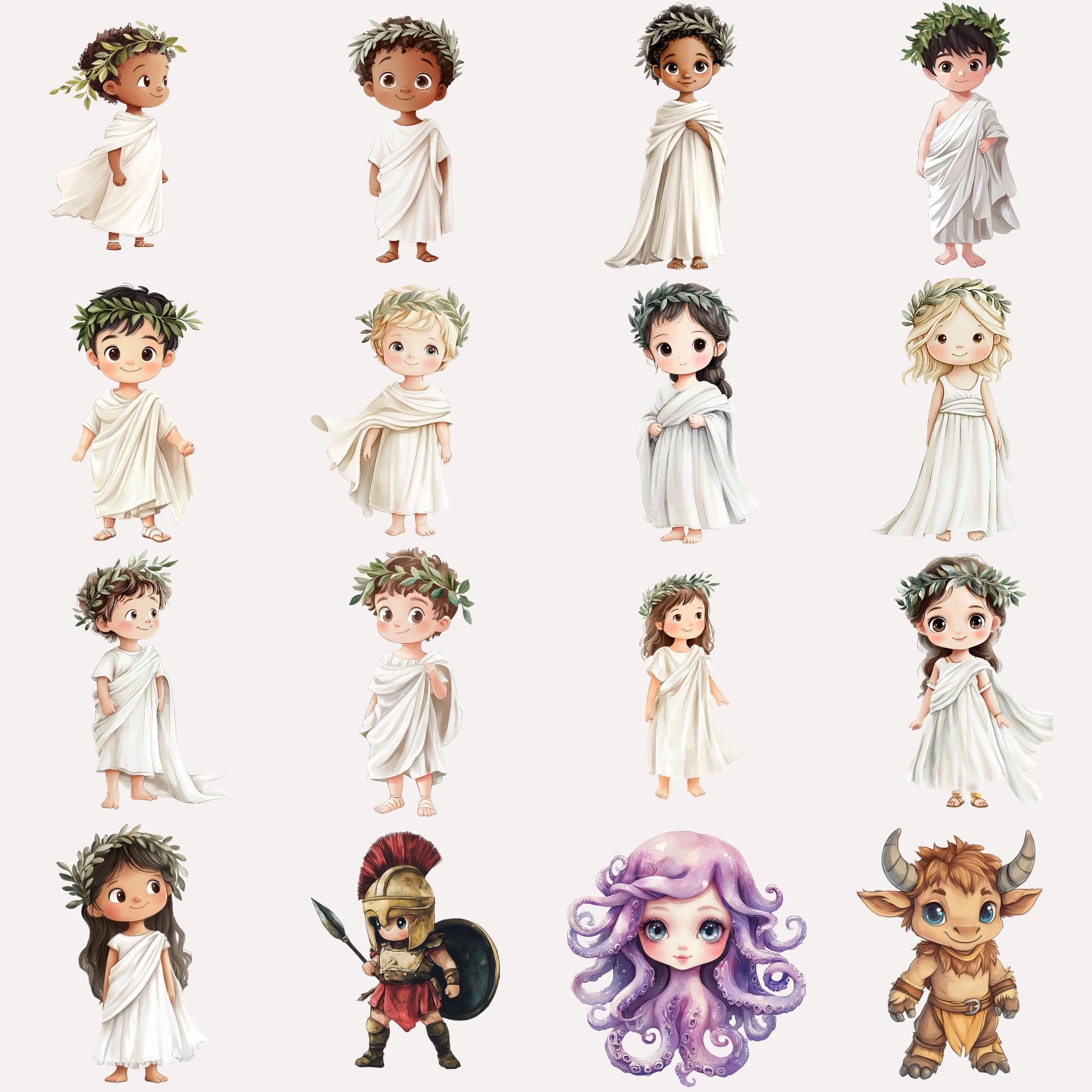 Cute Ancient Greece Clipart, Instant Download, Greek Mythology Digital ...