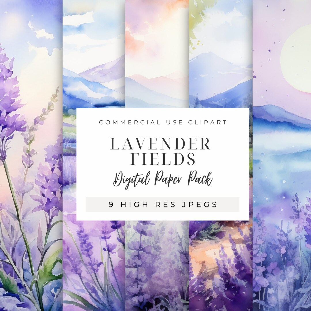 Lavender Field Digital Paper Pack INSTANT DOWNLOAD Serene and Beautiful ...