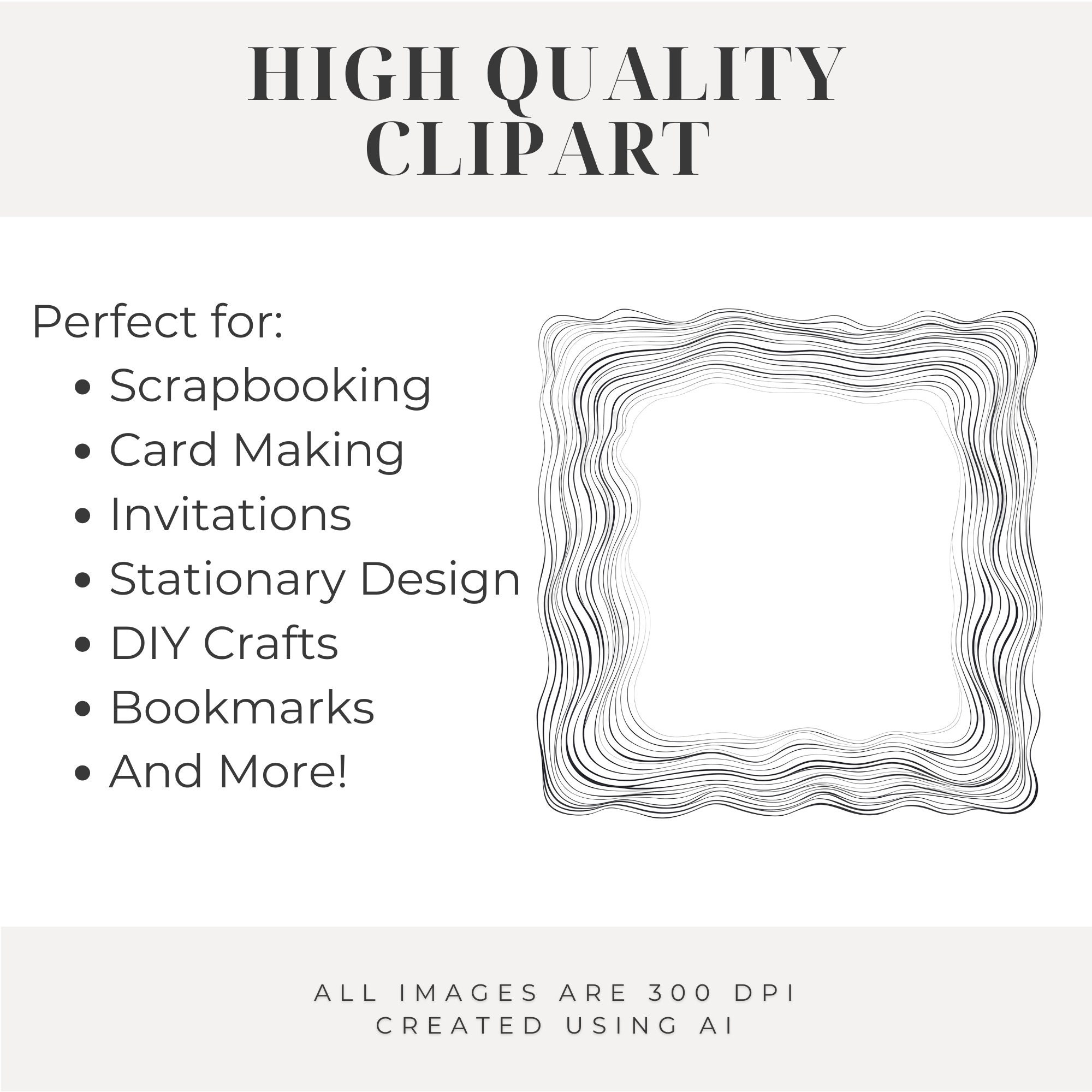 Wavy Frame Clipart INSTANT DOWNLOAD Wedding Invite Border Designs ...