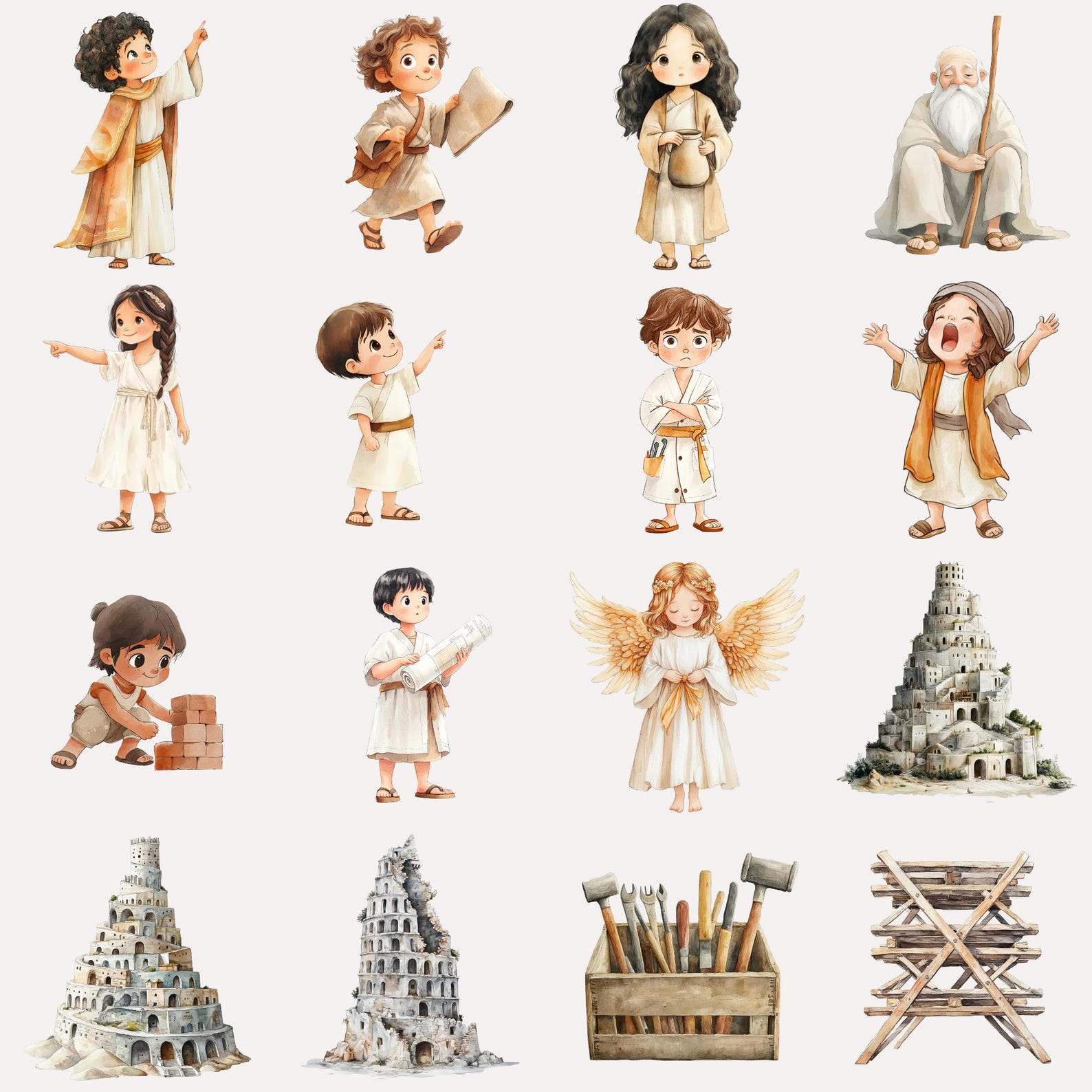 Tower of Babel Clipart, Instant Download, Old Testament Art, Genesis ...