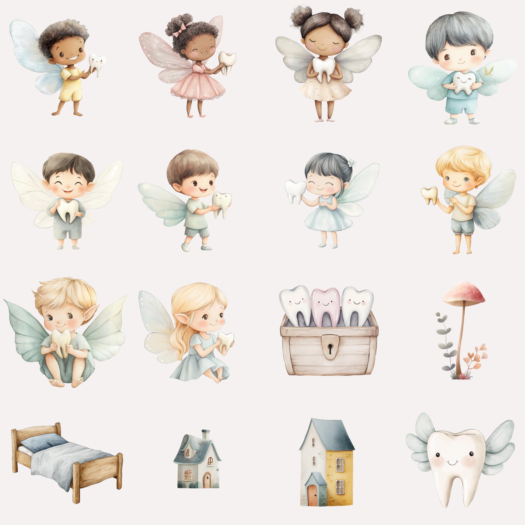 Tooth Fairy Clipart, Instant Download, Cute Fairies, Magical Teeth ...