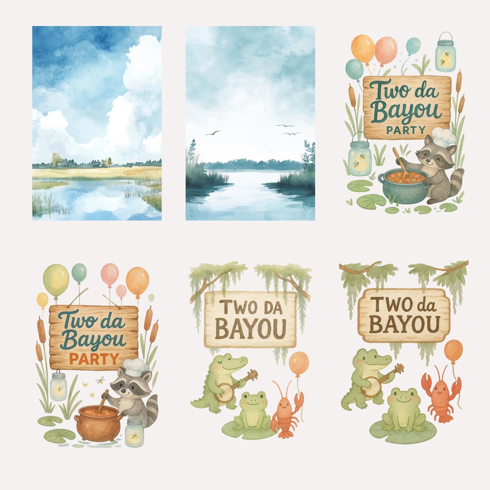 On the Bayou Party Clipart, INSTANT DOWNLOAD, Two Da Bayou Birthday PNG ...