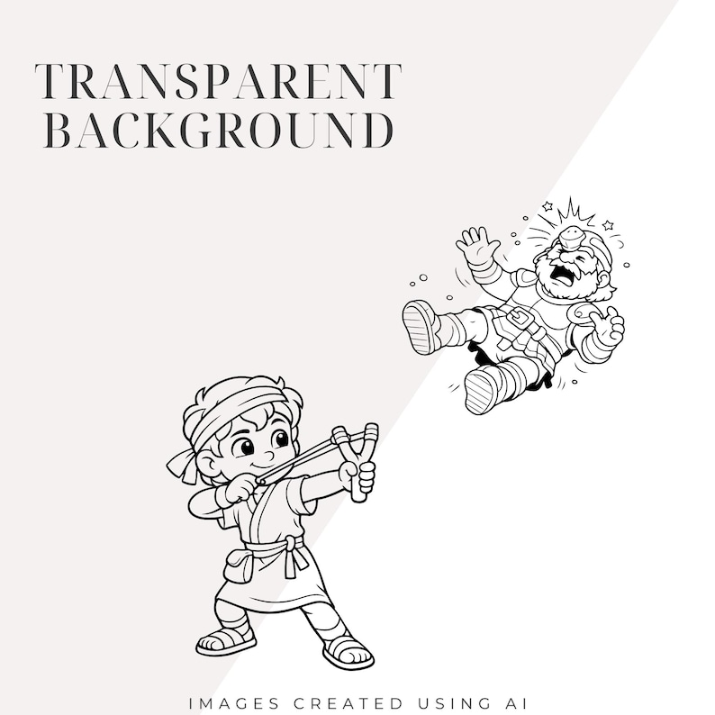 David and Goliath Svgs, Bible Story Black & White Graphics, Christian ...