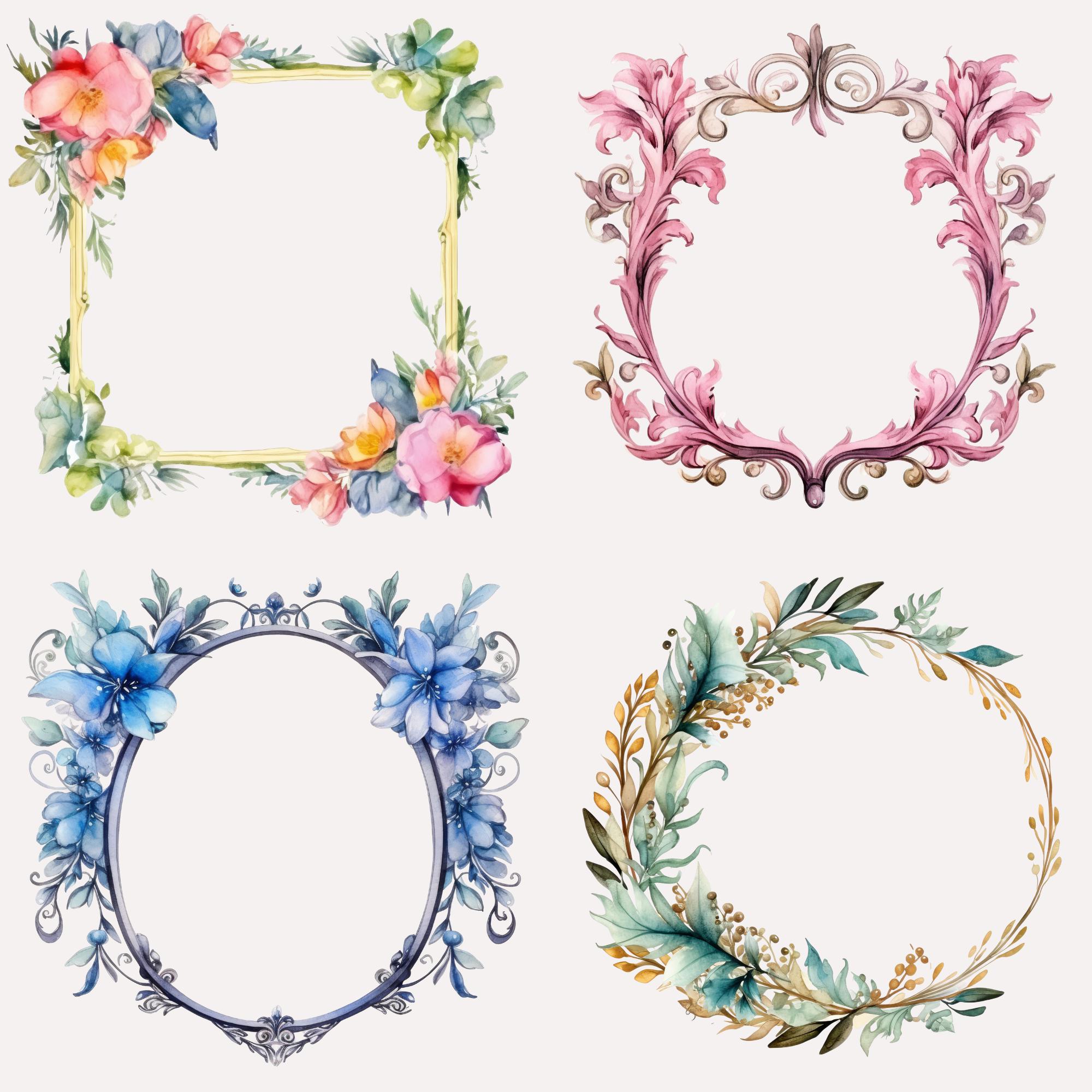 Watercolor Fancy Frames Clipart INSTANT DOWNLOAD Perfect for ...
