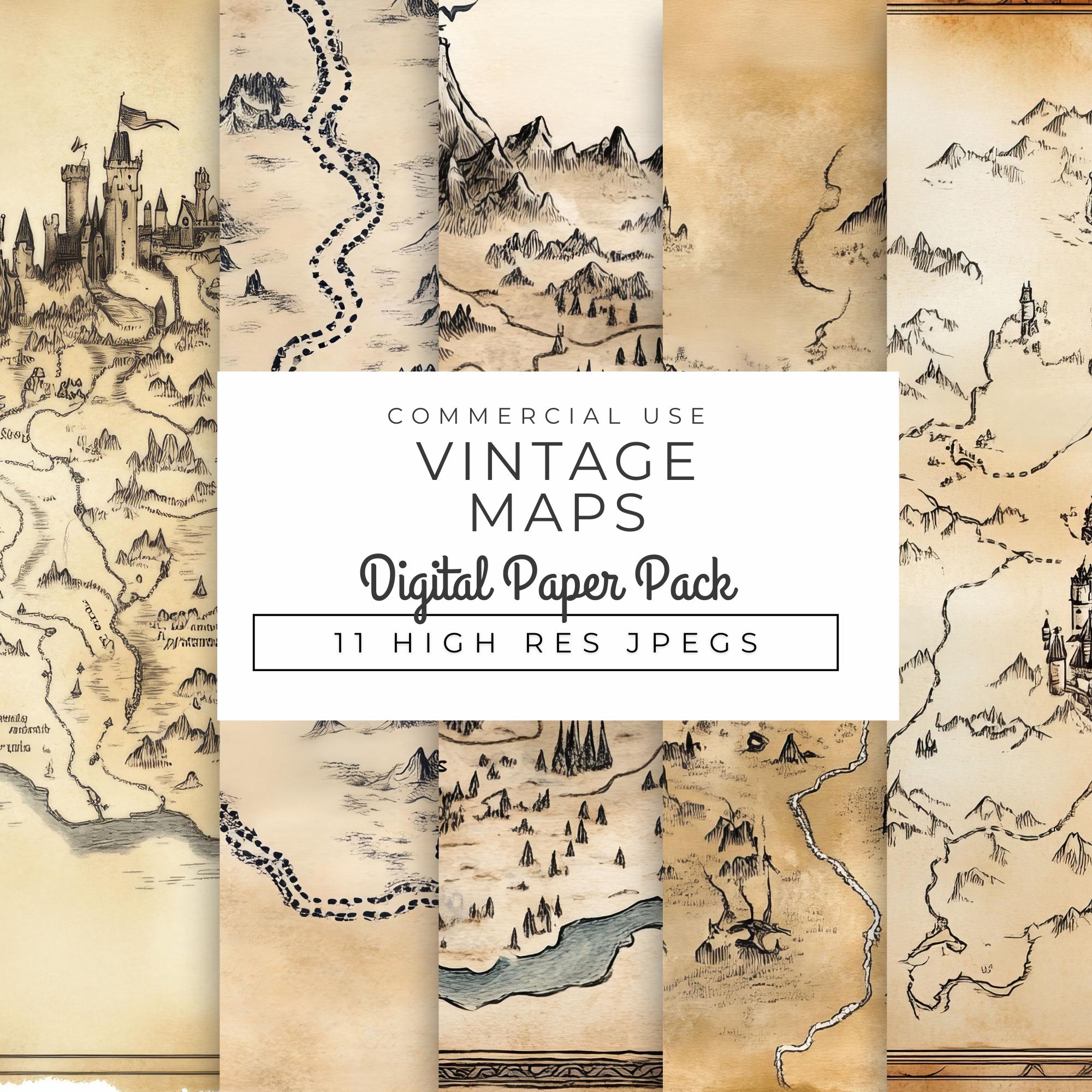 Vintage Fantasy Map Digital Papers, Old World Cartography, RPG Campaign ...
