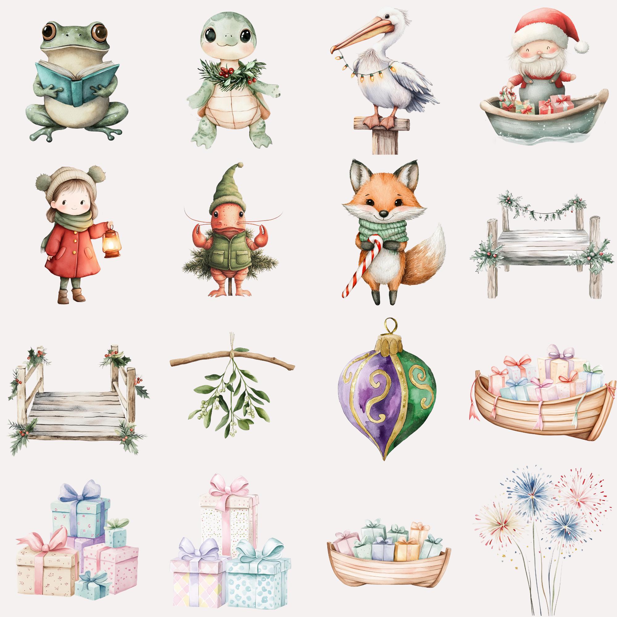 Cajun Santa Clipart, Instant Download, Festive Swamp Christmas Graphics ...