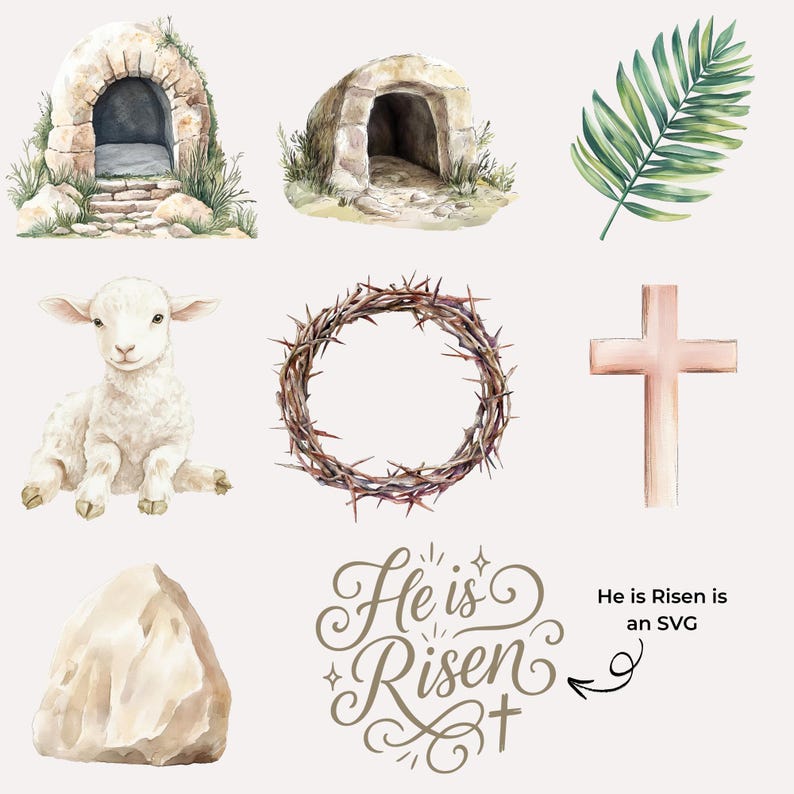 Empty Tomb Clipart, Instant Download, Christian Easter Watercolor ...