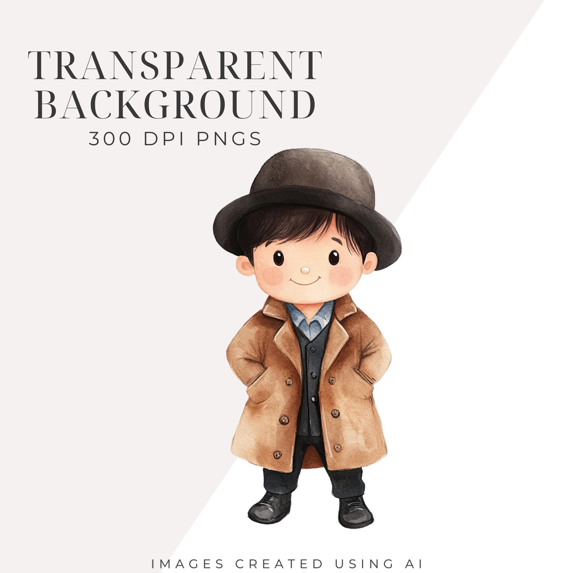 Watercolor Spy Detective Clipart, Instant Download, Cute Secret Agent ...