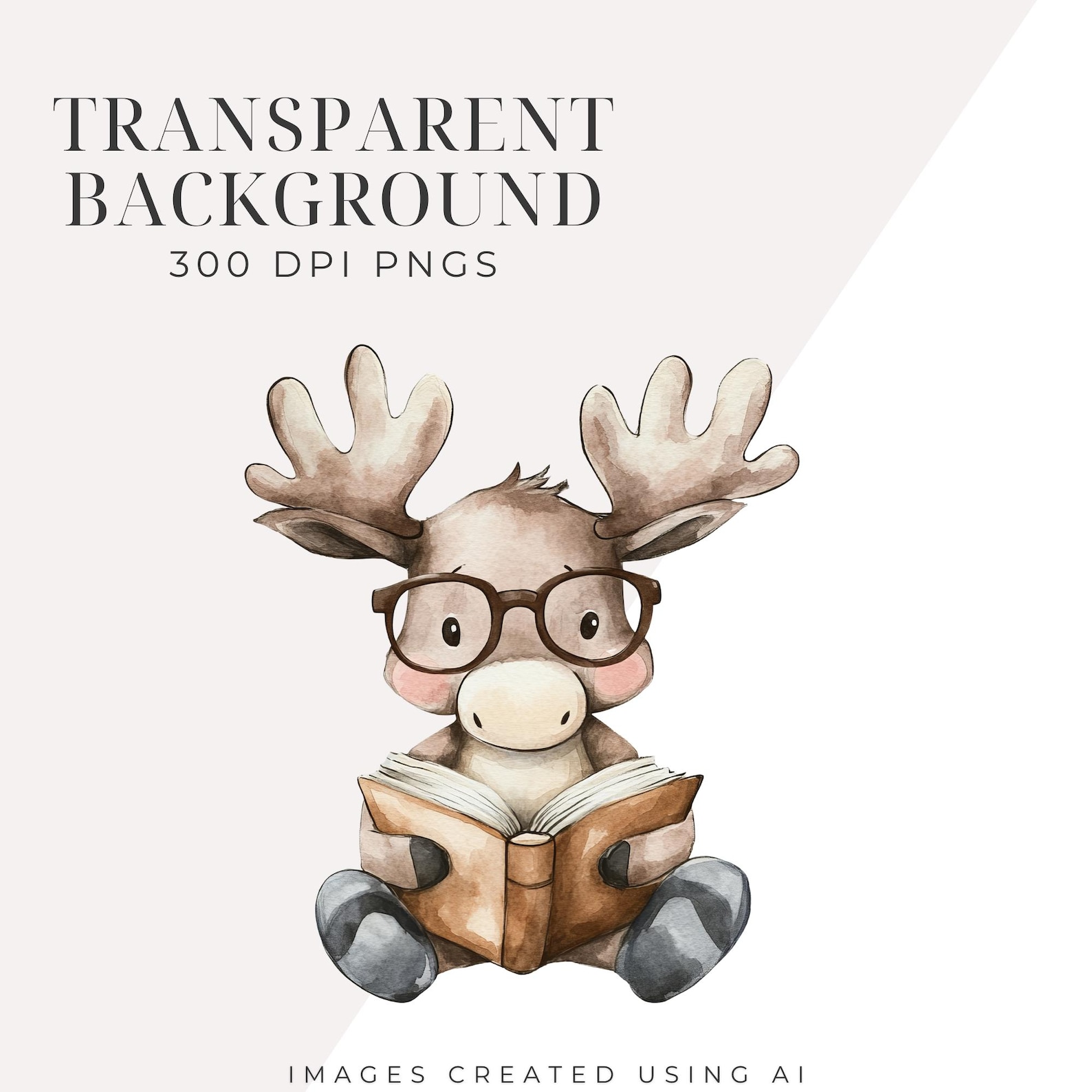 Woodland Reading Animals Clipart, Watercolor Cozy Bookish Forest ...