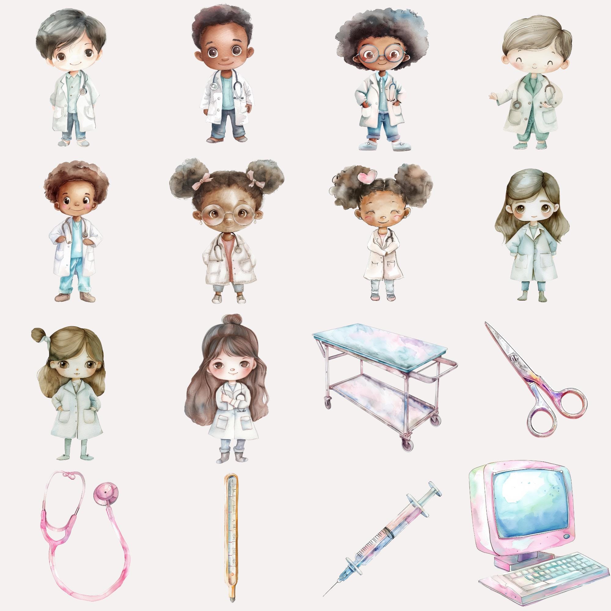 Vet Clinic Clipart INSTANT DOWNLOAD Watercolor Animal Doctor Graphics ...