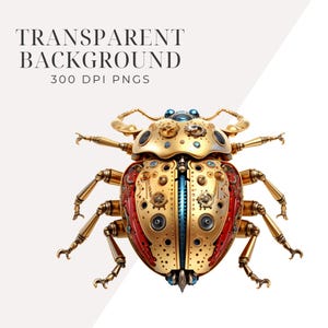 Steampunk Mechanical Insects Clipart INSTANT DOWNLOAD Metal Ladybugs ...