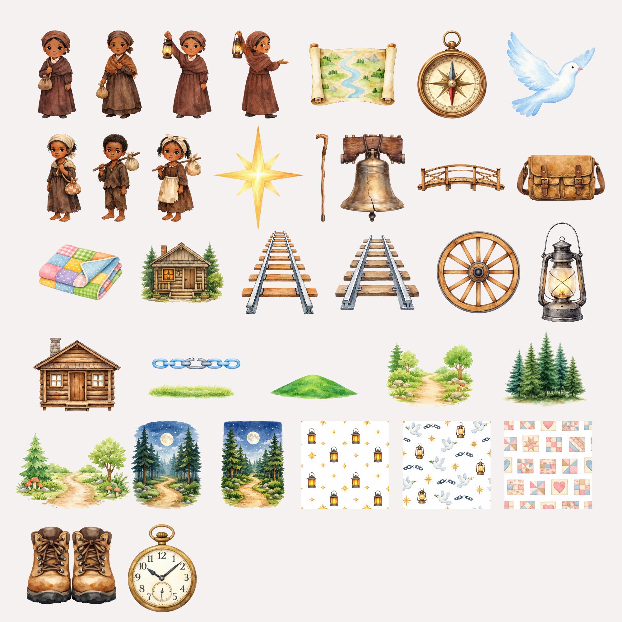 Harriet Tubman Clipart, Underground Railroad Graphics, Black History ...