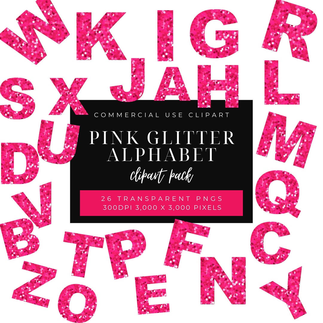 Glitter Pink Alphabet Clipart DIGITAL DOWNLOAD Glam Alphabet, Png Files ...