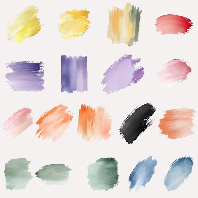 Pastel Watercolor Swatch Clipart, Instant Download, Abstract Brush ...