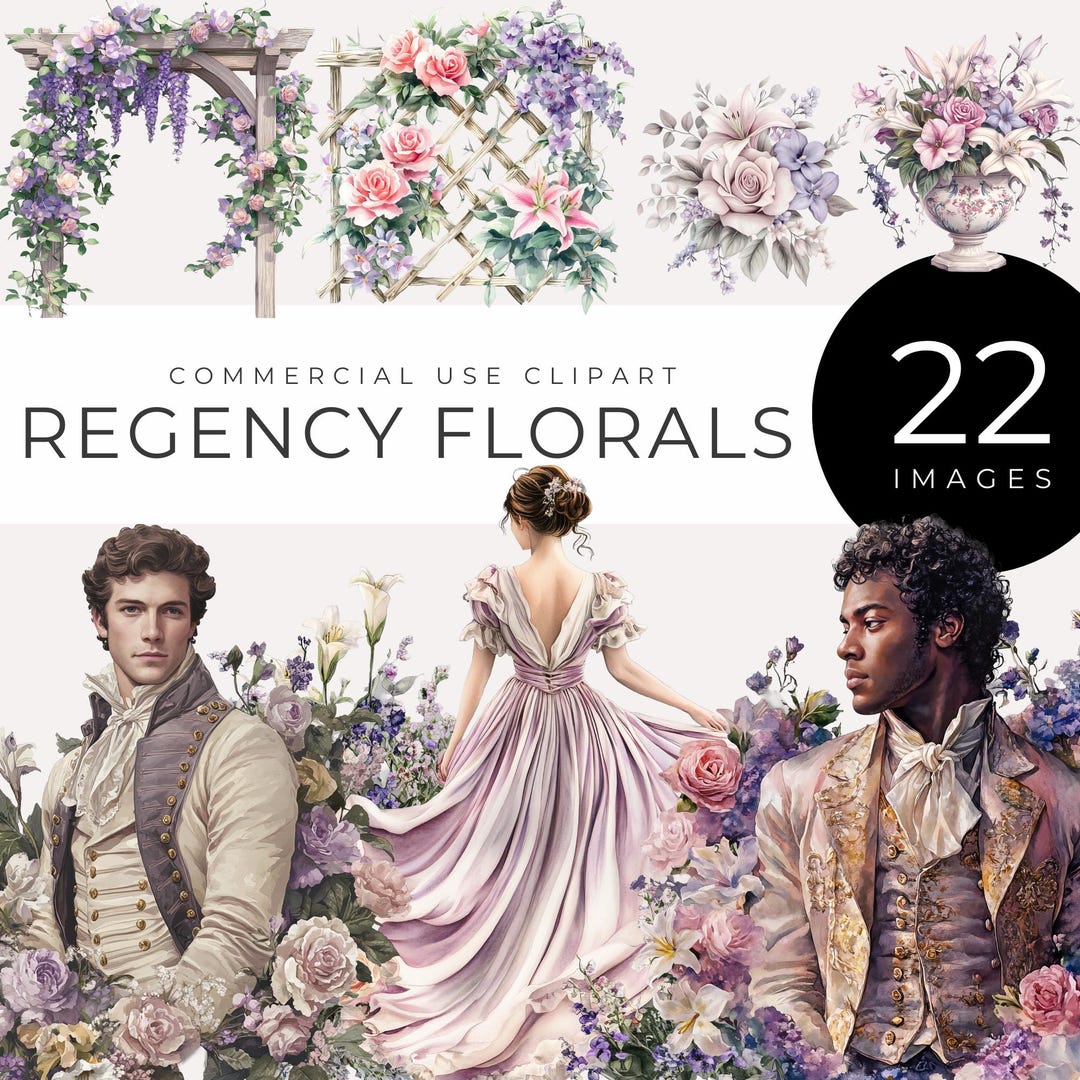 Regency Floral Clipart, Instant Download, Elegant Jane Austen-inspired ...