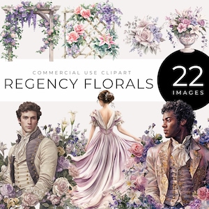 Regency Floral Clipart, Instant Download, Elegant Jane Austen-inspired ...