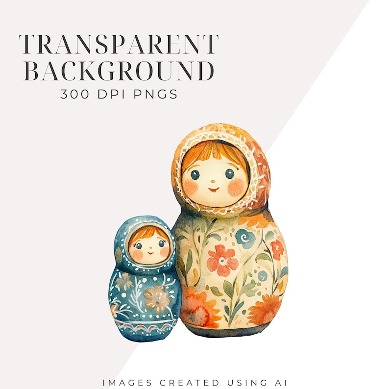 Nesting Dolls Clipart Instant Download Watercolor Cute Matryoshka ...