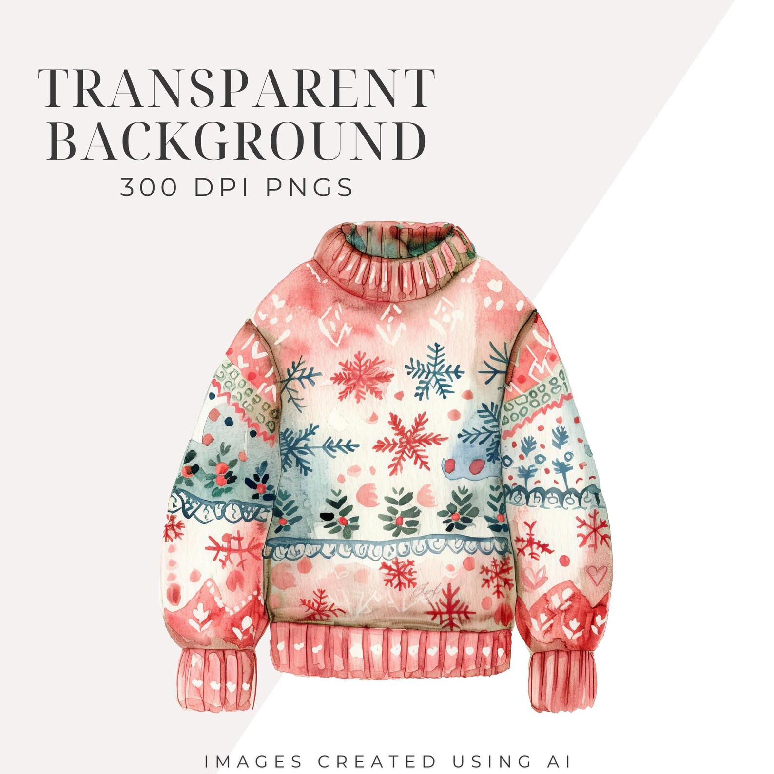 Ugly Christmas Sweaters Clipart INSTANT DOWNLOAD Festive Watercolor ...