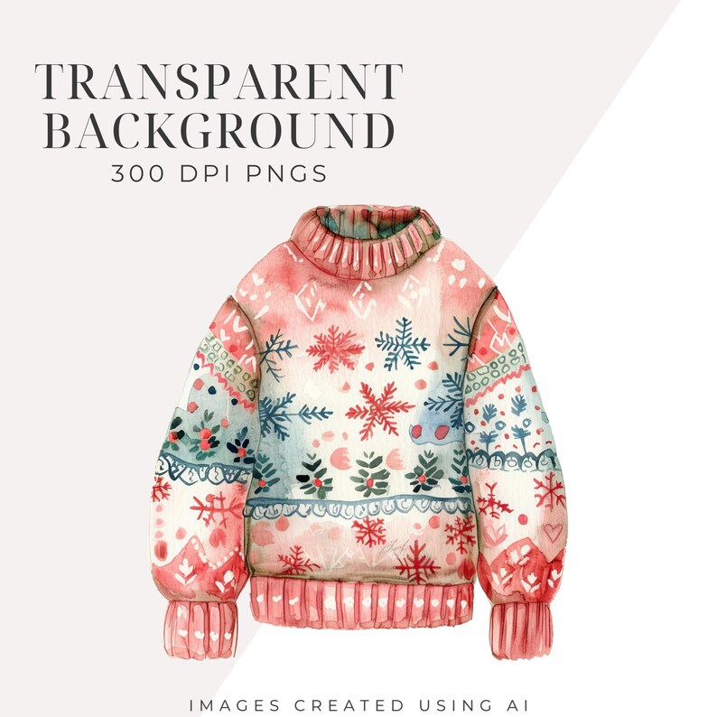 Ugly Christmas Sweaters Clipart INSTANT DOWNLOAD Festive Watercolor ...