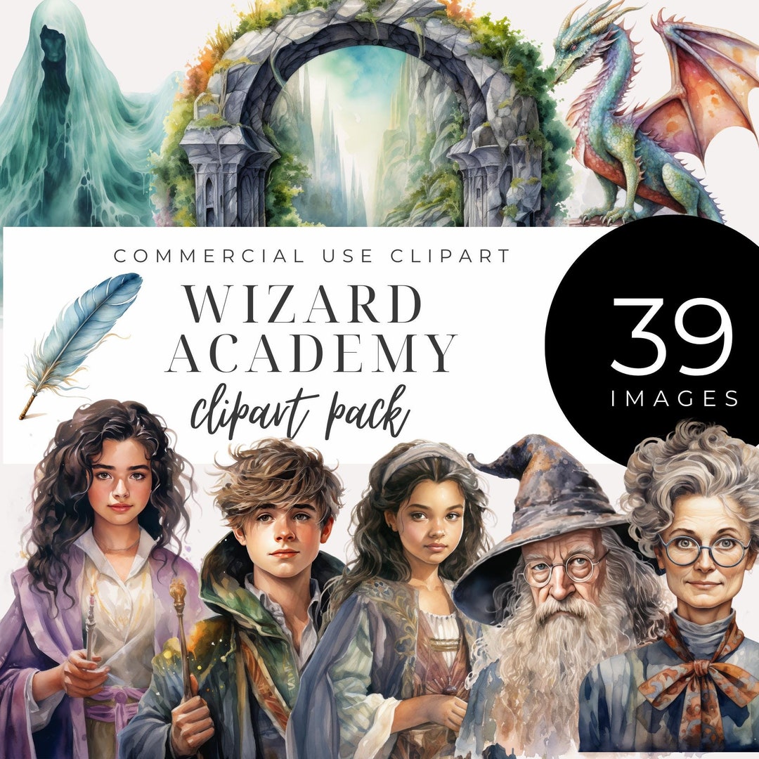 Wizard Academy Clipart INSTANT DOWNLOAD Fantasy School Graphics ...