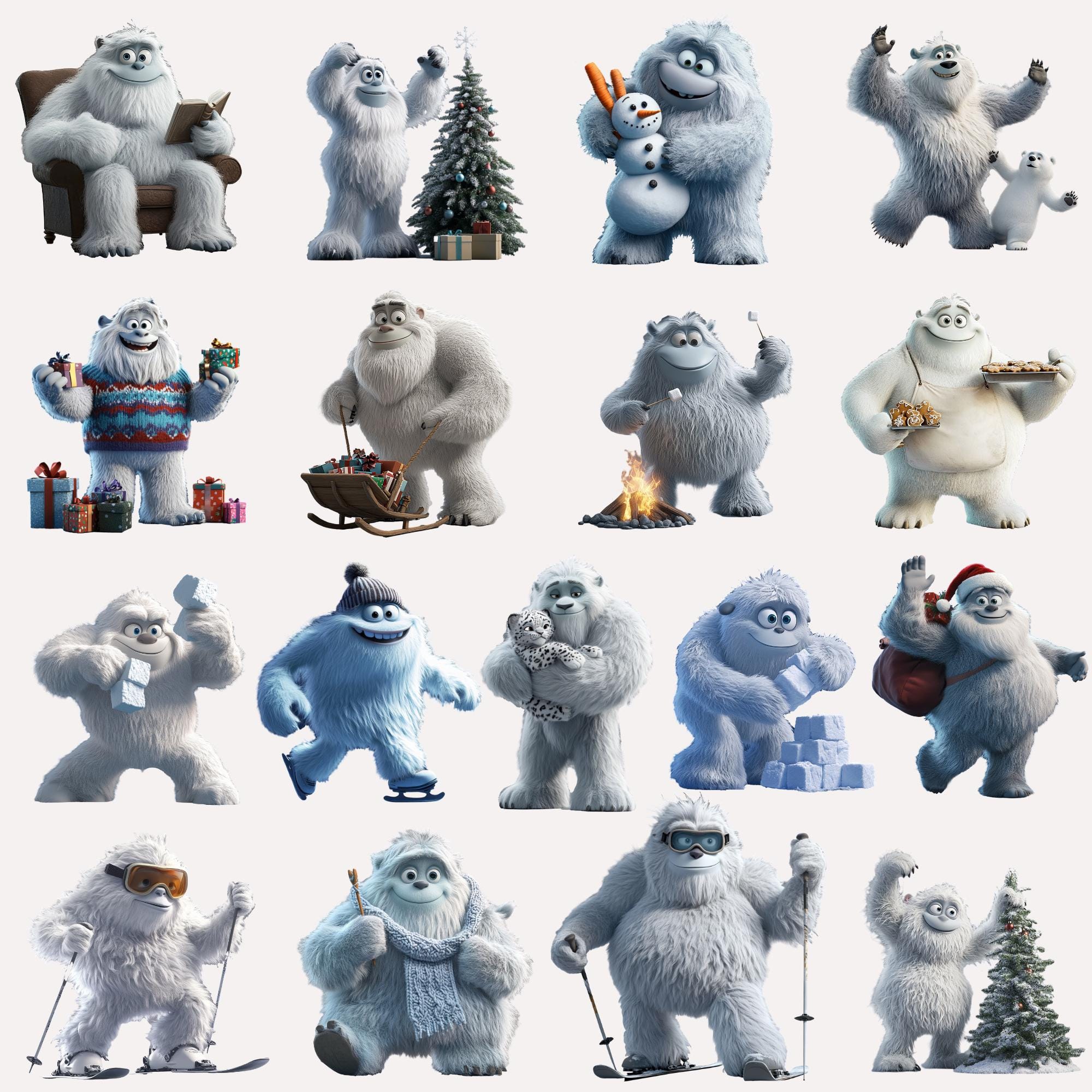 Quirky Yeti Clipart INSTANT DOWNLOAD Funny Snow Monsters, Winter ...