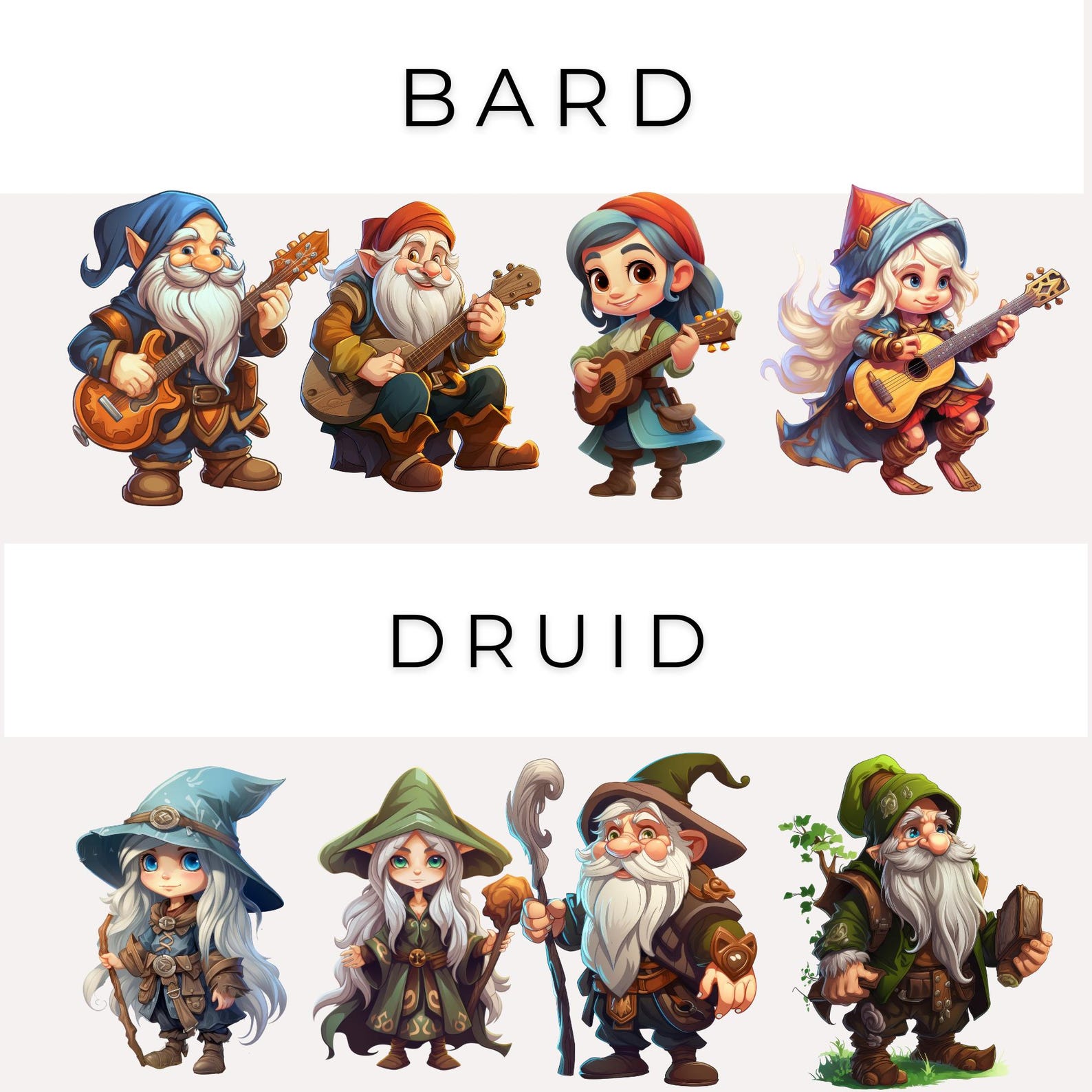 Cute Kids RPG Characters Clipart: Gnome INSTANT DOWNLOAD Role-playing ...