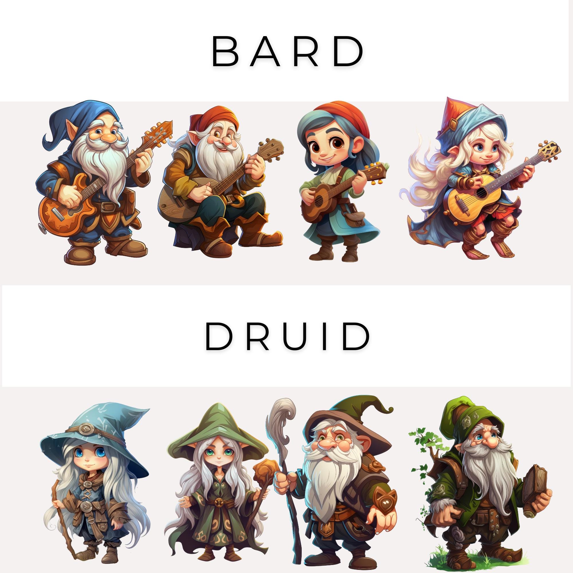 Cute Kids RPG Characters Clipart: Gnome INSTANT DOWNLOAD Role-playing ...
