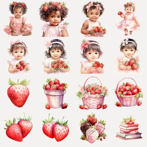 Cute Strawberry Baby Girl Clipart INSTANT DOWLOAD Watercolor ...