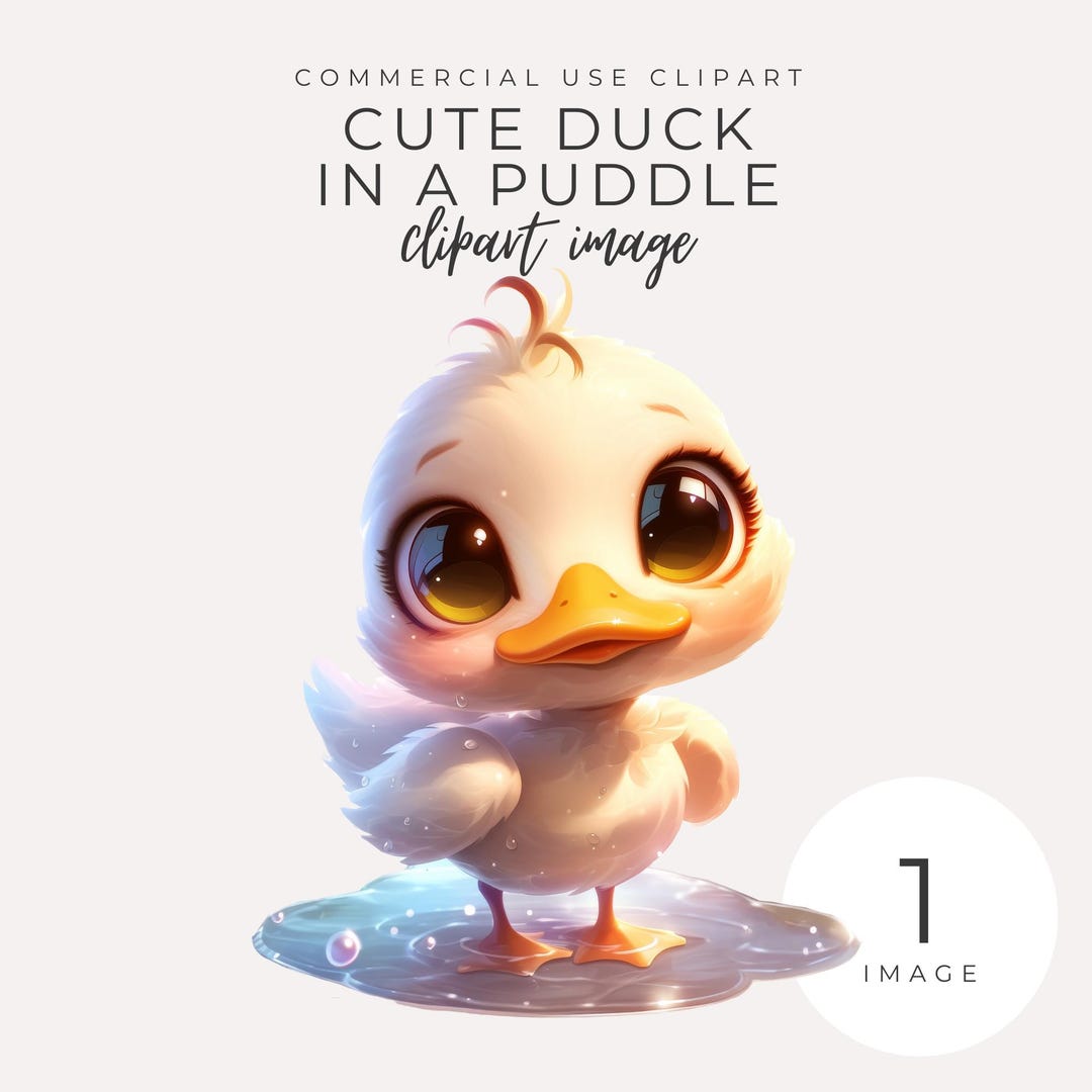 Duck in Puddle Clipart INSTANT DOWNLOAD Cute, Adorable Duck ...
