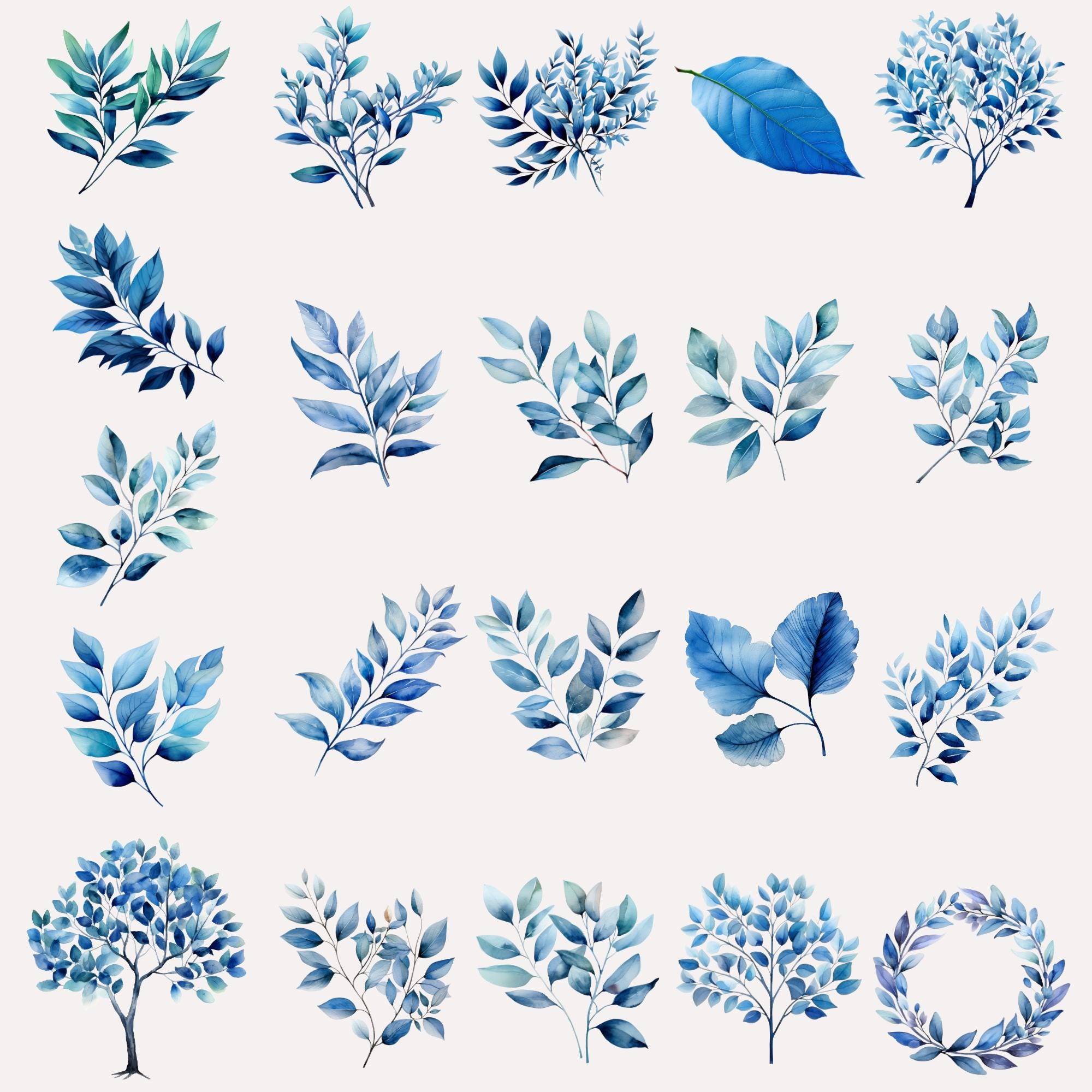 Blue Greenery Clipart INSTANT DOWNLOAD Nature-inspired Decor ...