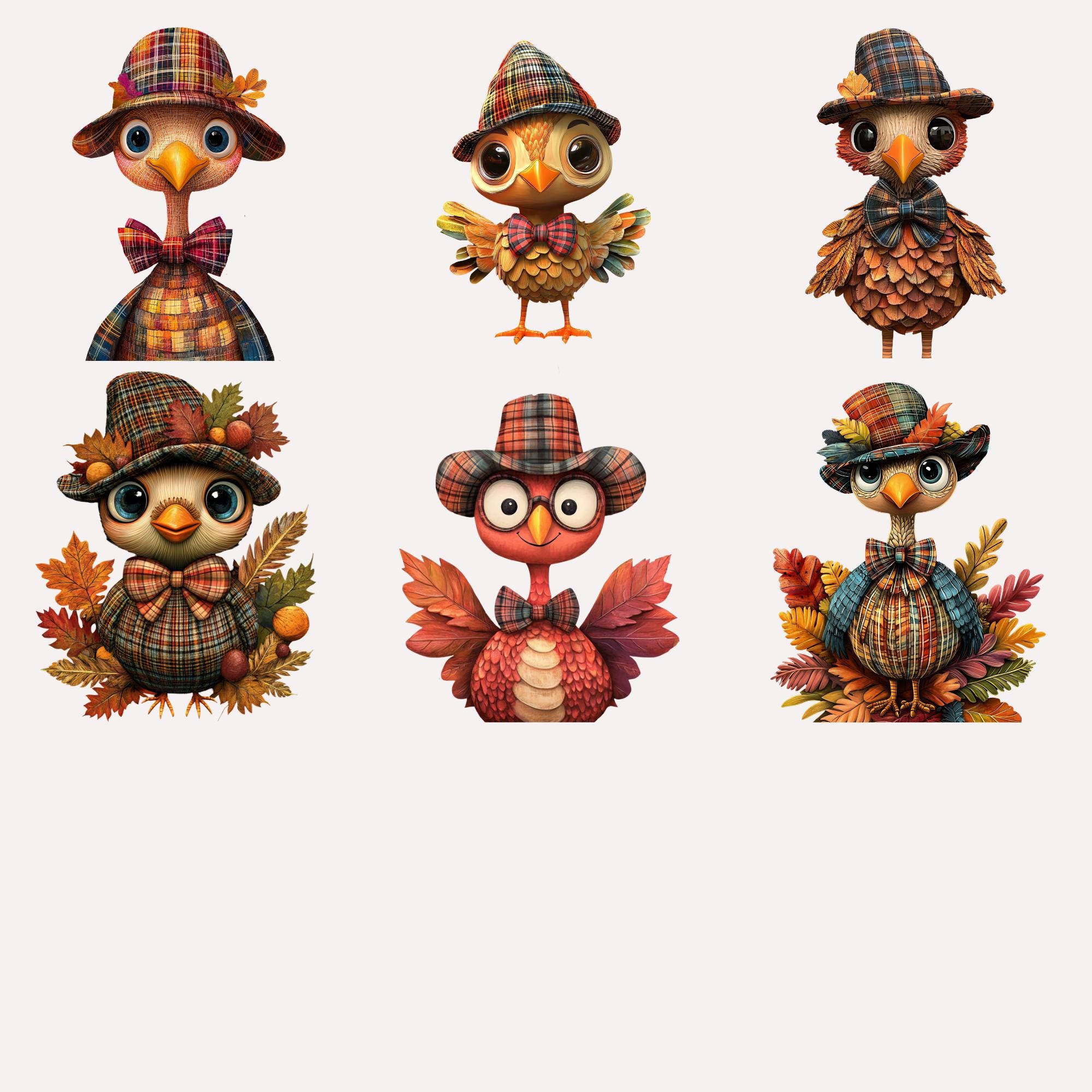 Quirky Turkey Clipart Pack INSTANT DOWNLOAD Fun Thanksgiving Cartoon ...