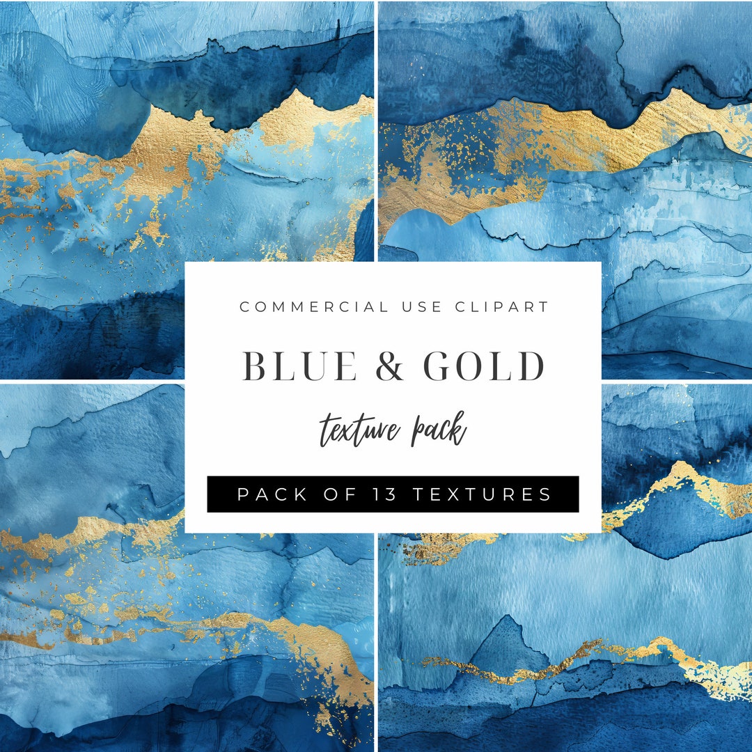 Navy and Gold Watercolor Texture Clipart Pack INSTANT DOWNLOAD High-res ...