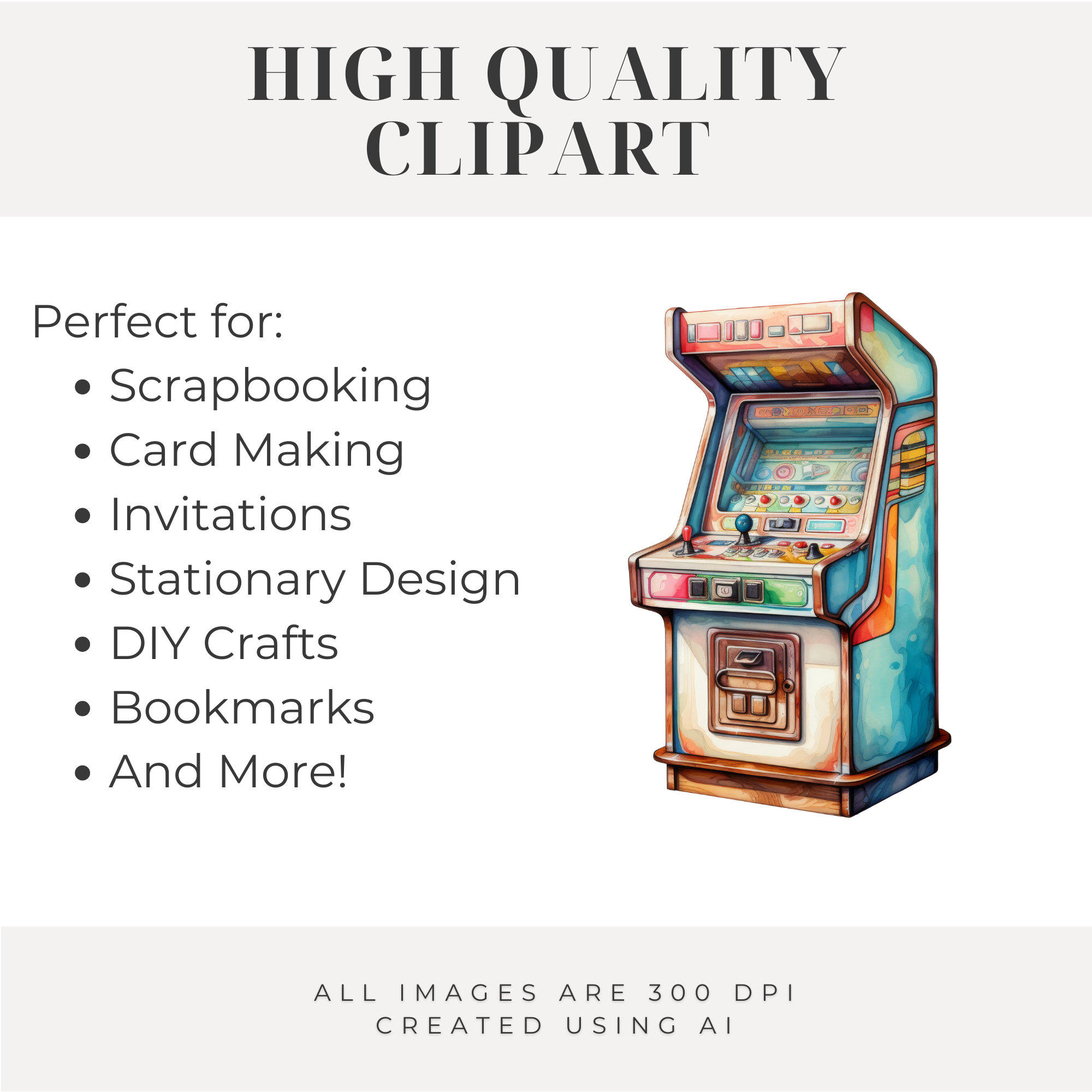 Retro Arcade Clipart INSTANT DOWNLOAD Vintage Video Game Graphics for ...