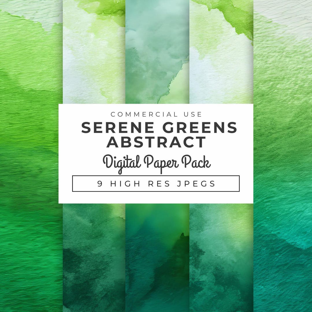 Green Gradient Digital Paper, Instant Download, Abstract Watercolor ...