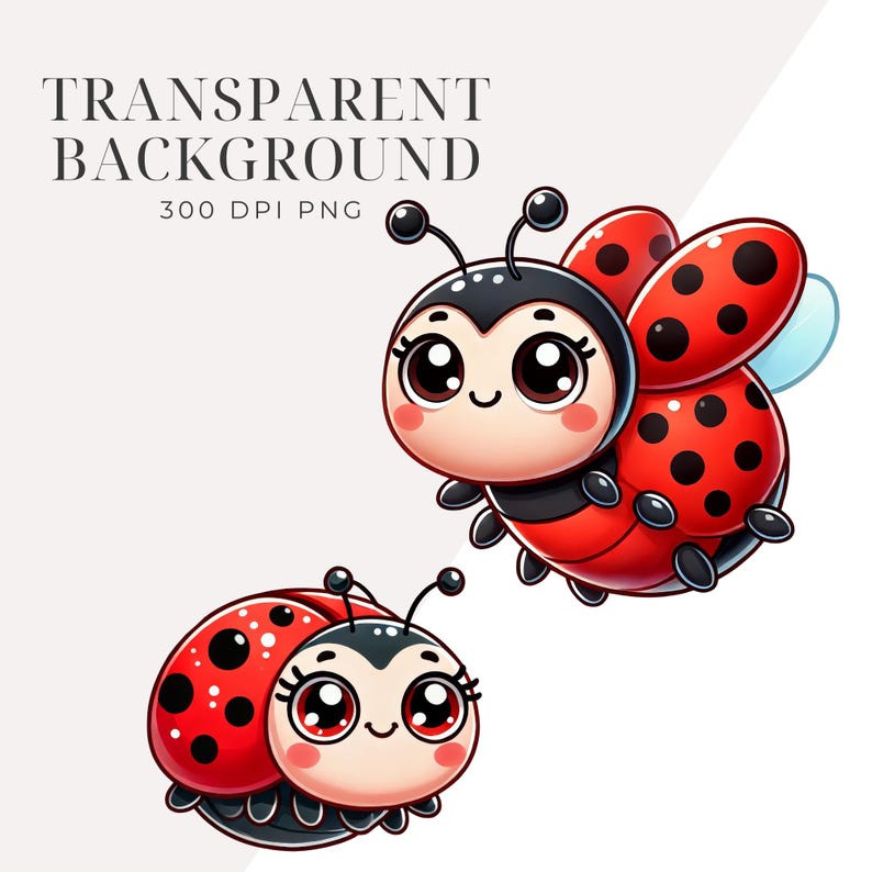 Ladybug Clipart Png INSTANT DOWNLOAD Adorable Garden Bug Graphics ...