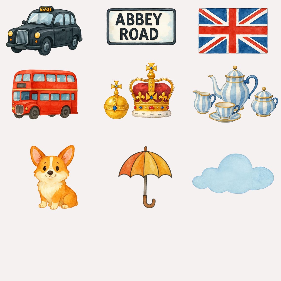 Cute London Clipart, Instant Download, Big Ben, Guards, Phone Box ...